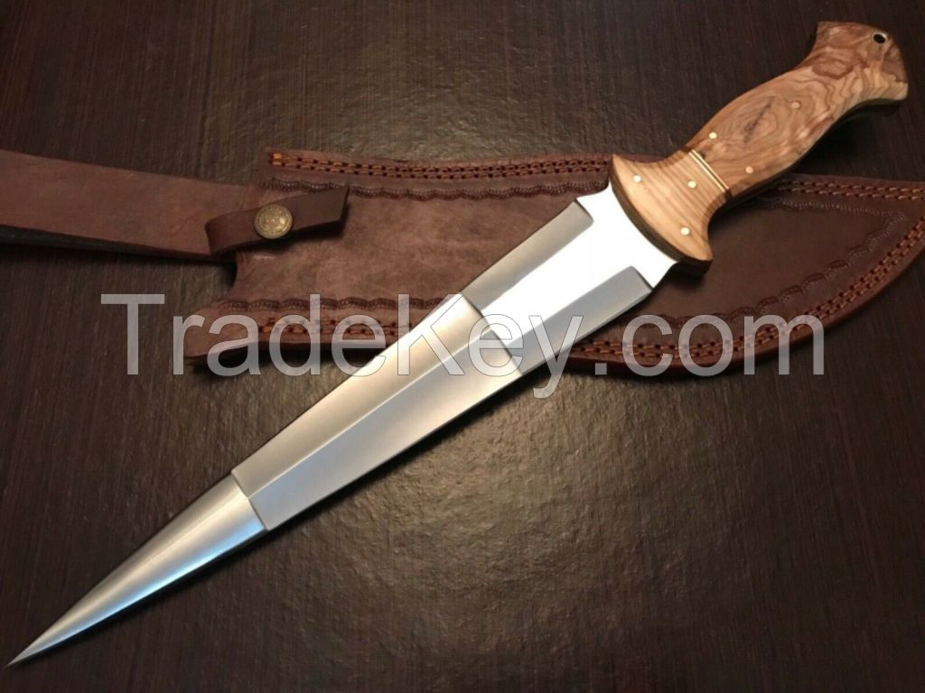 HANDMADE CUSTOM FULL TANG HUNTING DAGGER KNIFE D2 CARBON STEEL OLIVE ...