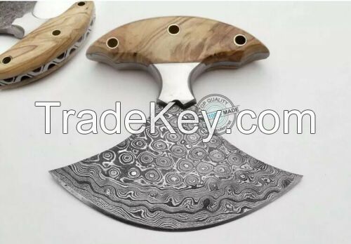 Cuatom Handmade Damascus Steel Mini ULU Axe Camping Crafts Collectible ...