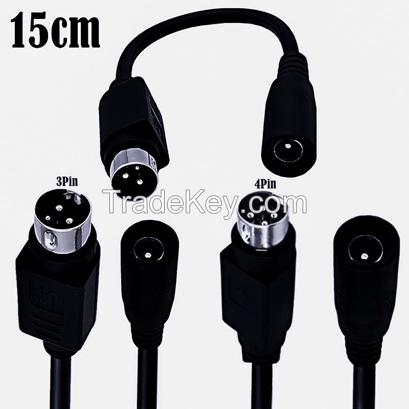 DC5.5X2.1 Female Socket to Round 3-Pin and 4-Pin Circular Port Adapter ...